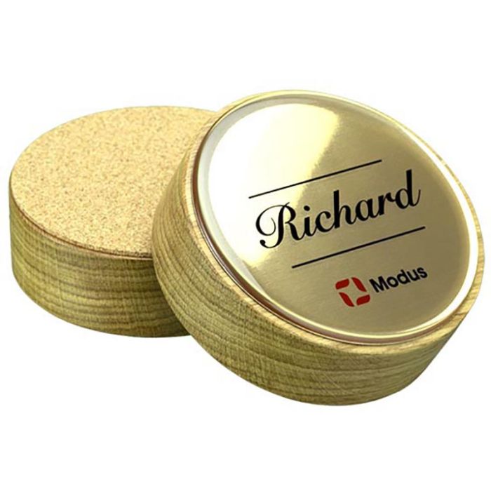 Promotional Real Wood Paperweight With Printed And Domed Metal Top And ...